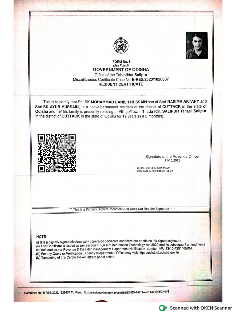 Residence Certificate | PDF