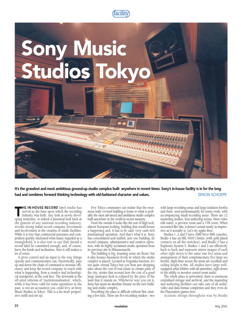 Sony Music Studios Tokyo | PDF | Sony | Equalization (Audio)