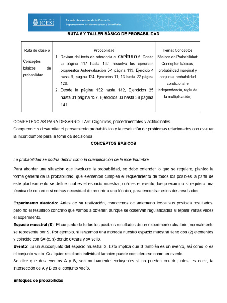 Conceptos Básicos de Probabilidad | PDF | Teoría de probabilidad | Probabilidad