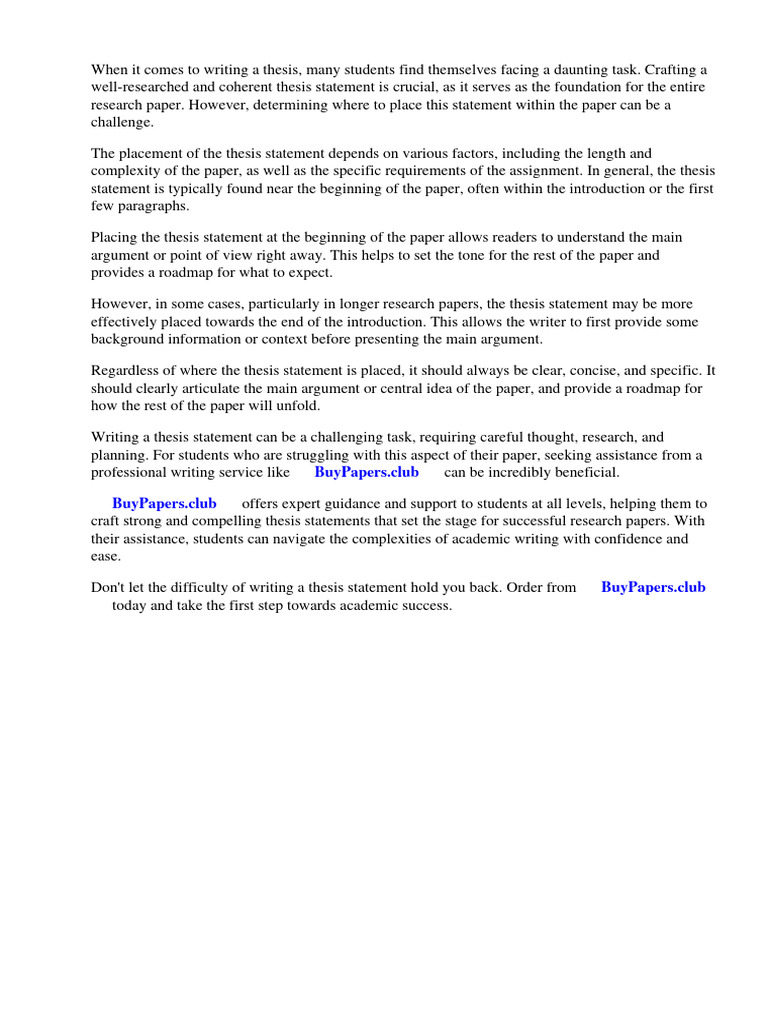 Where Do You Put Your Thesis Statement In A Research Paper Download Free Pdf Essays Thesis
