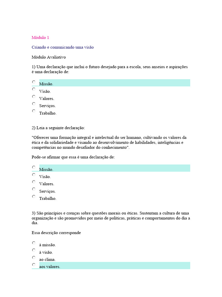 Criando e Comunicando Uma Visão MODOLO 01 | PDF | Carreira e Crescimento | Negócios
