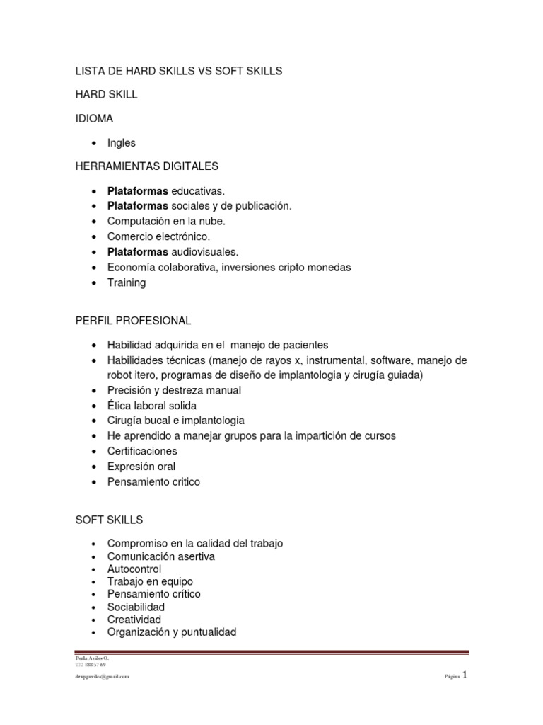 Comparativa de Hard Skills y Soft Skills | PDF | Evaluación | Aprendizaje