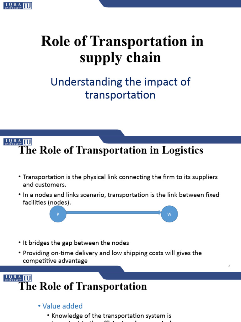 3 - Role of Transportation in Supply Chain | Download Free PDF | Cargo | Containerization