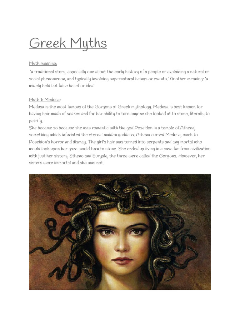 Greek Myths | PDF | Medusa | Mythology