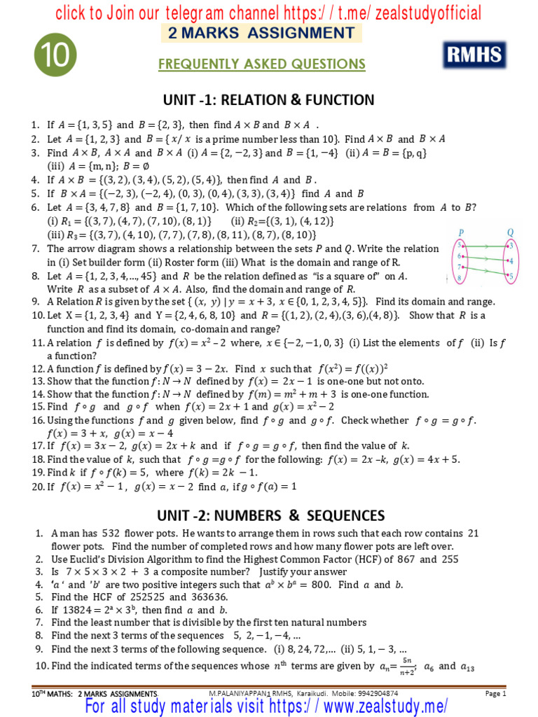 Zeal Study 10th Maths Repeated 2 Marks | PDF | Circle | Standard Deviation