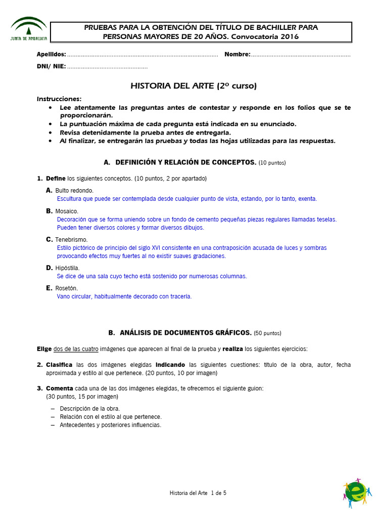 Solución Examen Historia Del Arte. | PDF | Arte
