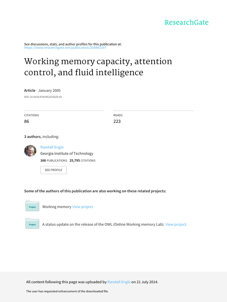 Working Memory Capacity Attention Control and Fluid Intelligence | PDF ...