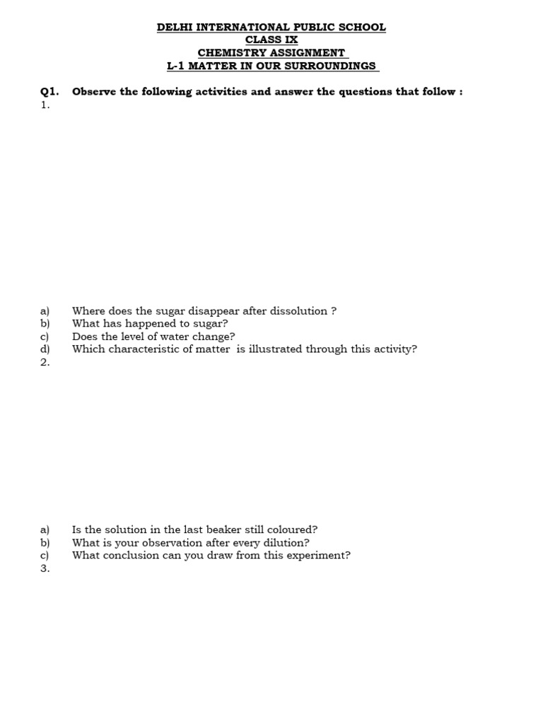 WORKSHEET CLASS IX - SCIENCE | PDF | Liquids | Gases