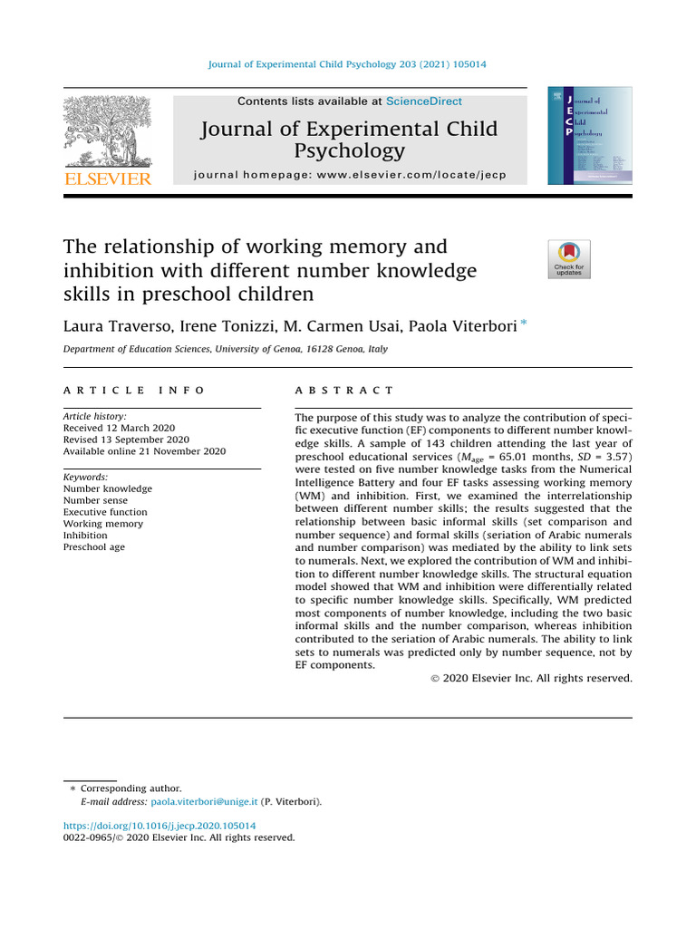 The Relationship of Working Memory and Inhibition | PDF | Knowledge | Working Memory