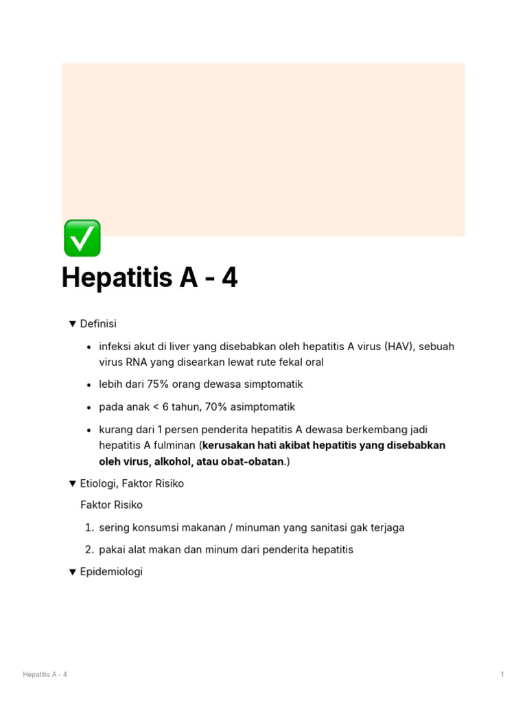Hepatitis A | PDF | Sains & Matematika