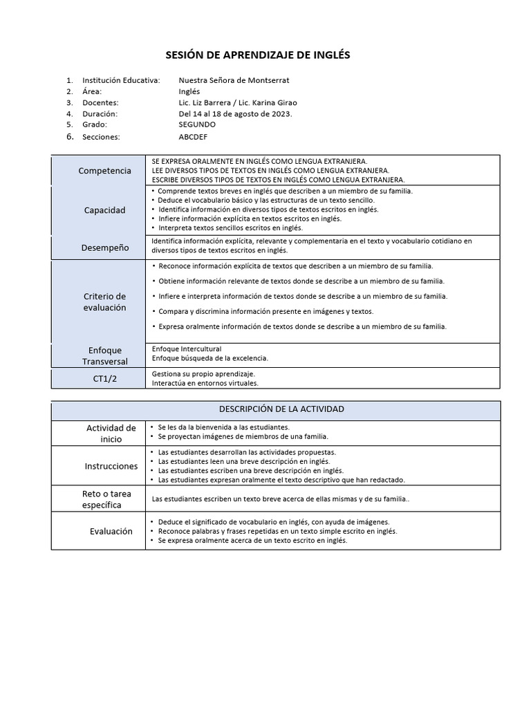 2do - 2T - Sesión - 2 | PDF | Aprendizaje | Cognición