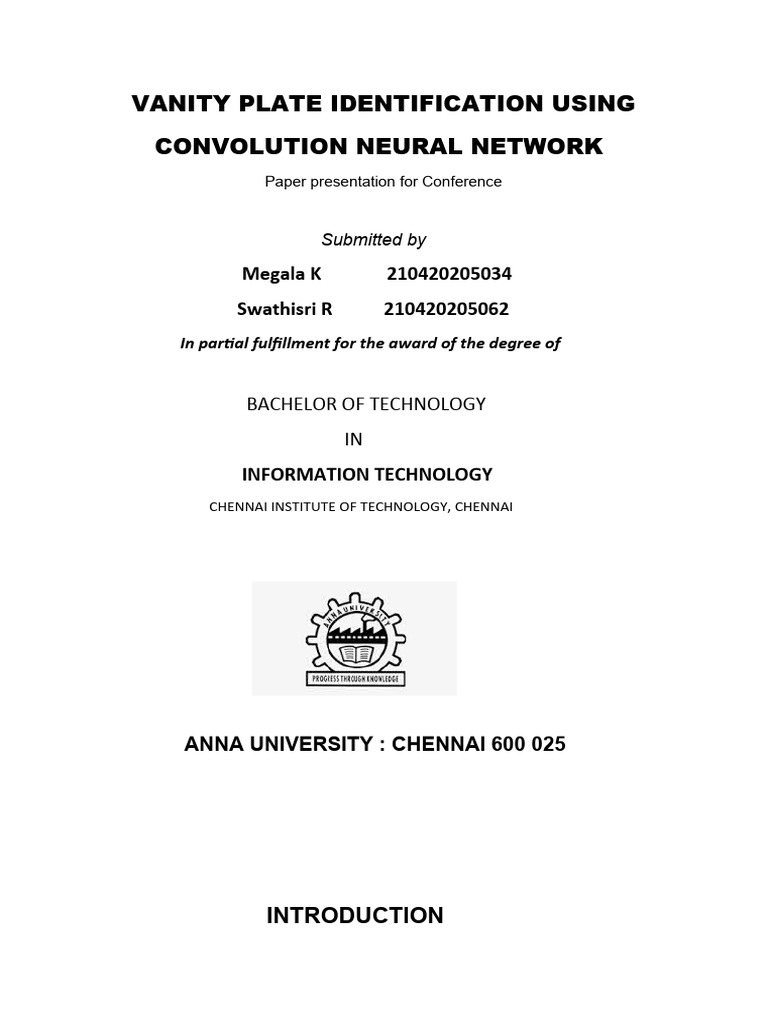 Vanity Plate Recognition with CNN | PDF | Cognitive Science | Computing