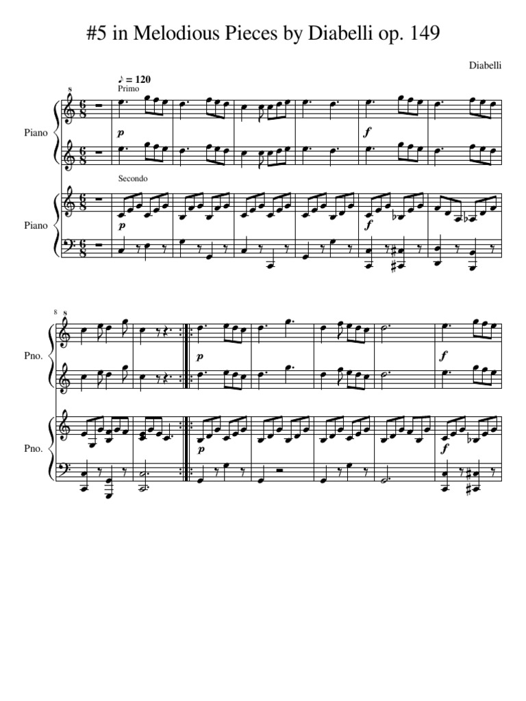 5 in Melodious Pieces by Diabelli Op. 149 Primo | PDF | Musical Compositions | Piano