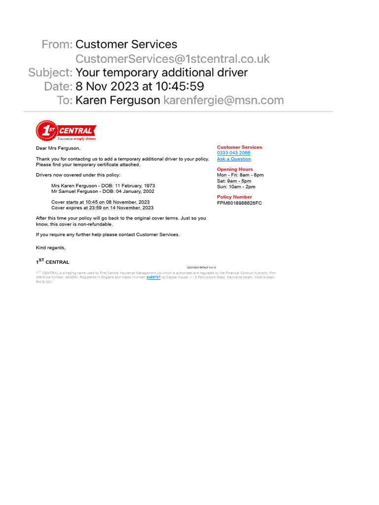 Your Temporary Additional Driver | PDF | Insurance