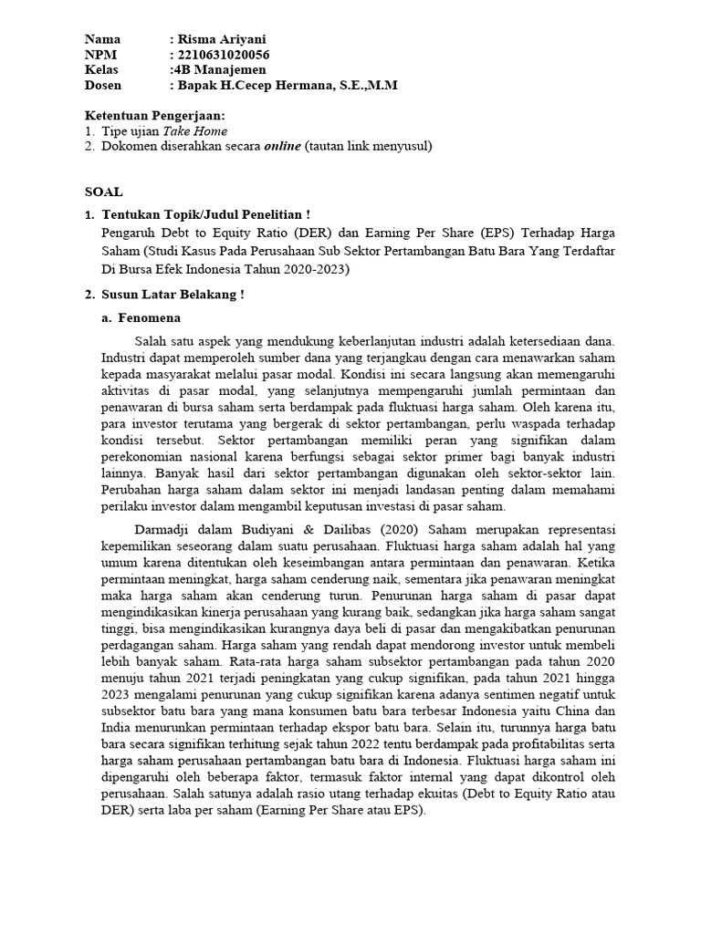 Soal UTS - Metlit | PDF