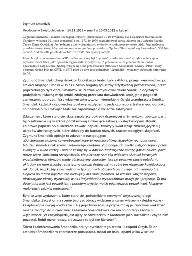 Zygmunt Smadznik Referat 29.02 | PDF