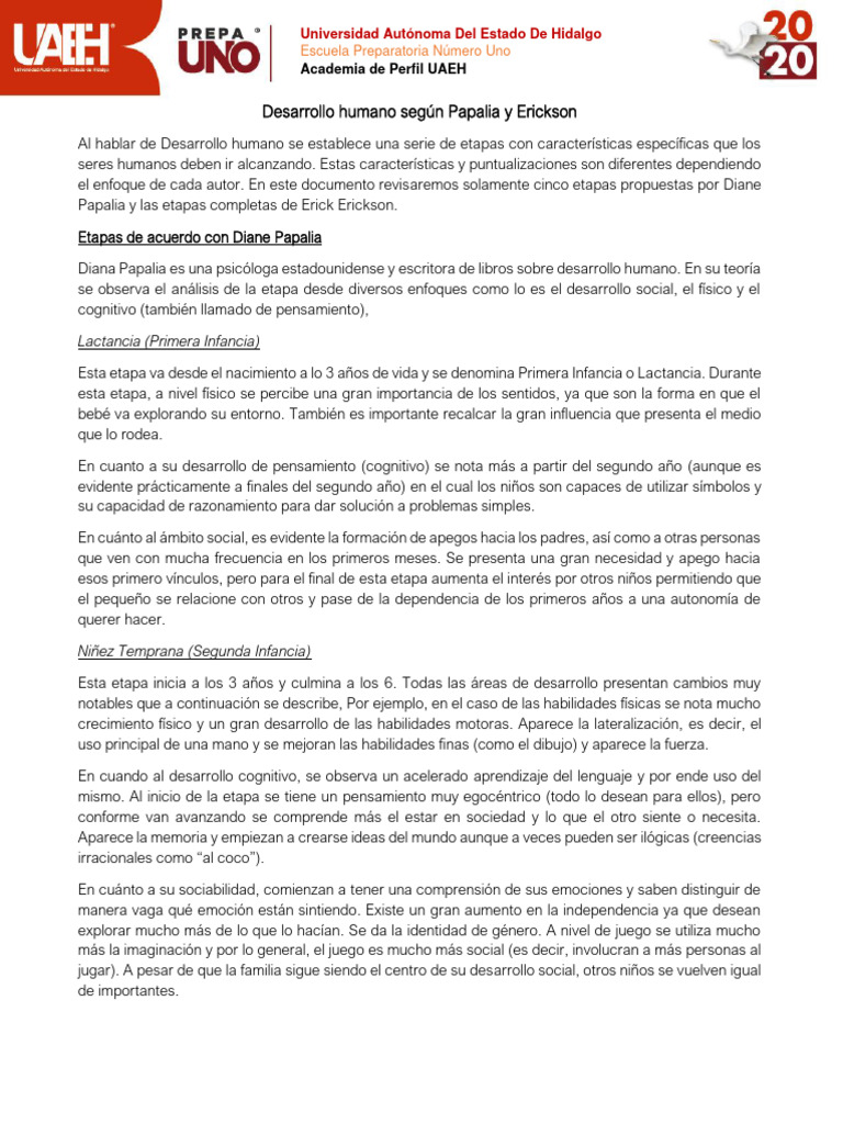 Diane Papalia y Erickson | PDF | Adultos | Adolescencia