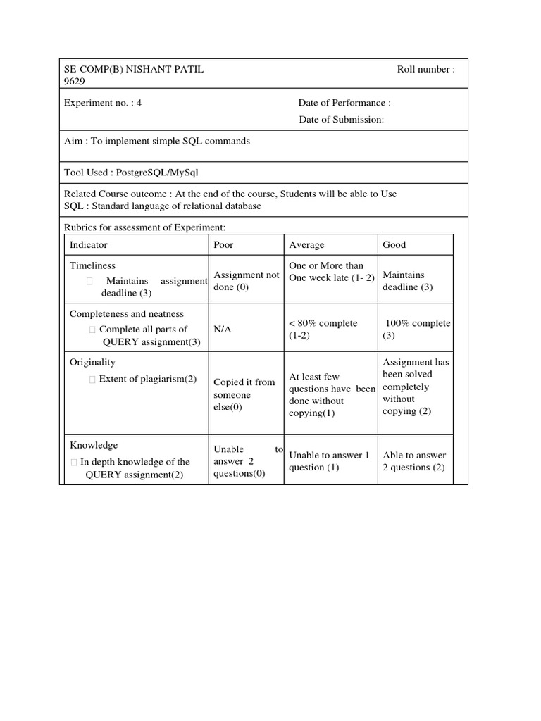 Dbms Exp4 | PDF | Sql | Table (Database)