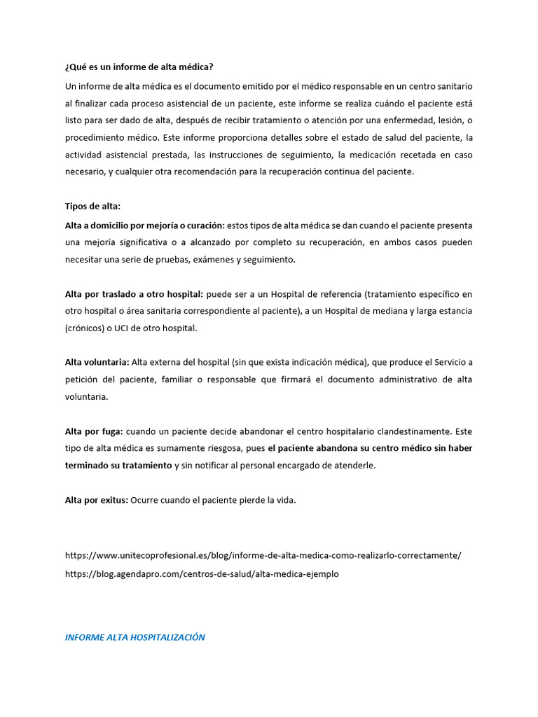 Informe de Alta Médica | PDF | Hospital | Electrocardiografia