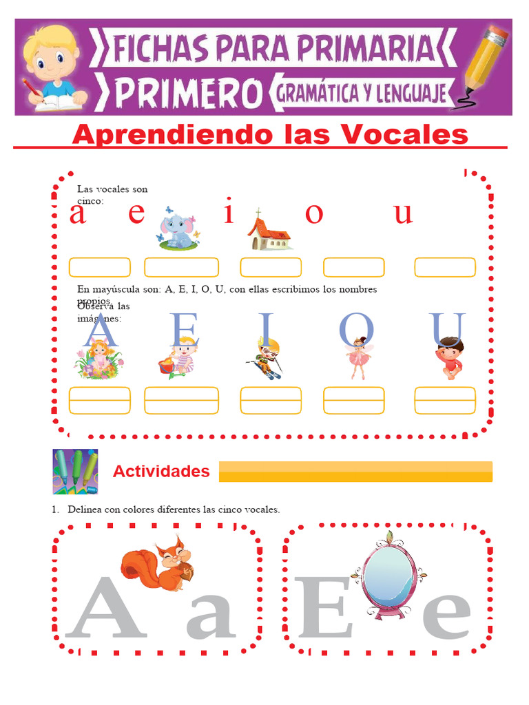 Actividades de Vocales para Primer Grado | PDF