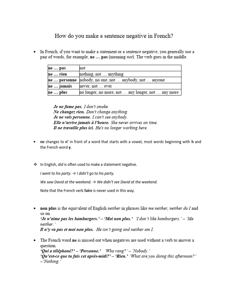 Negative Form | PDF | Grammatical Tense | Syntax