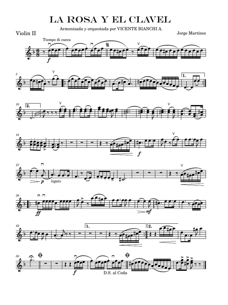Partitura de "La Rosa y el Clavel" | PDF