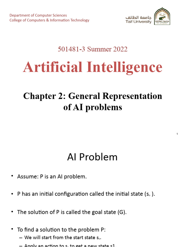 Chapter 2 - General Representation of AI Problems | PDF | Artificial ...