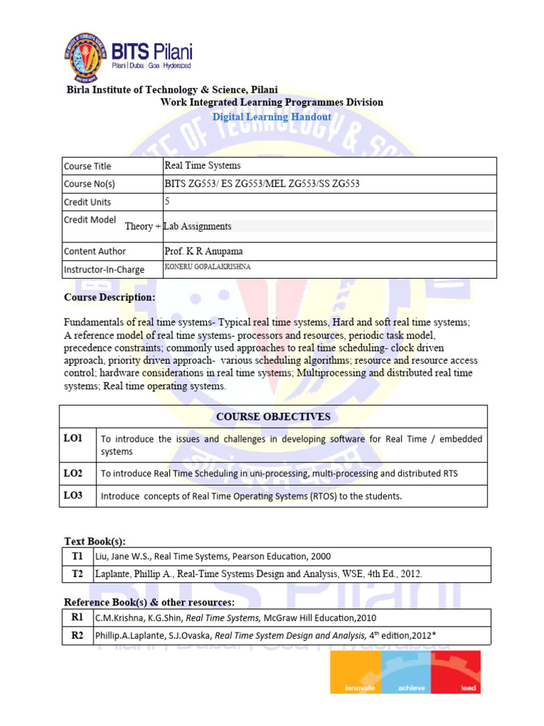 Bits ZG553 Course Handout Jan-June24 KGK | Download Free PDF | Scheduling (Computing) | Classes ...