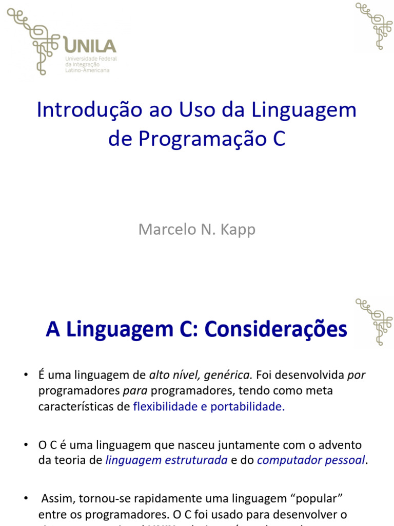2 e 3-Introducao A Linguagem C - Elementos Basicos | PDF | Linguagem de ...