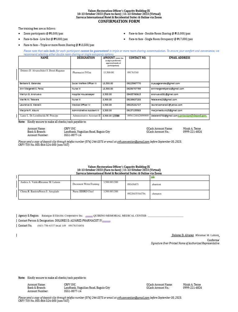 Editable Confirmation Form-VRP | PDF | Service Industries