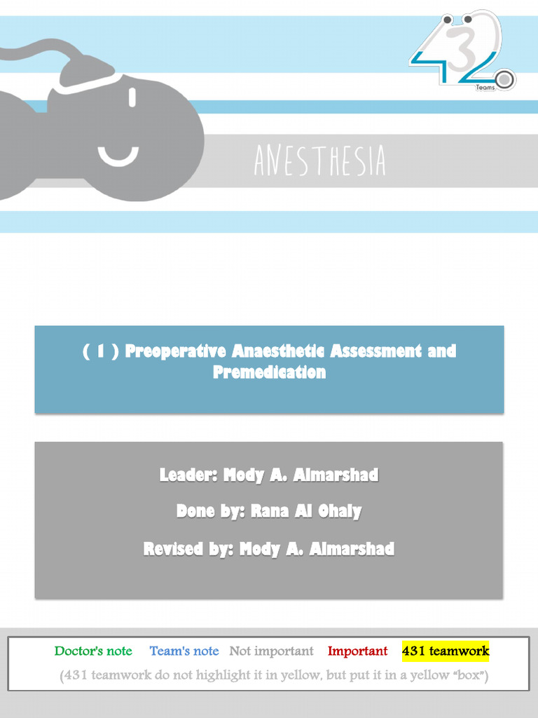 L01 - Preoperative Anaesthetic Assessment and Premedication Revised ...