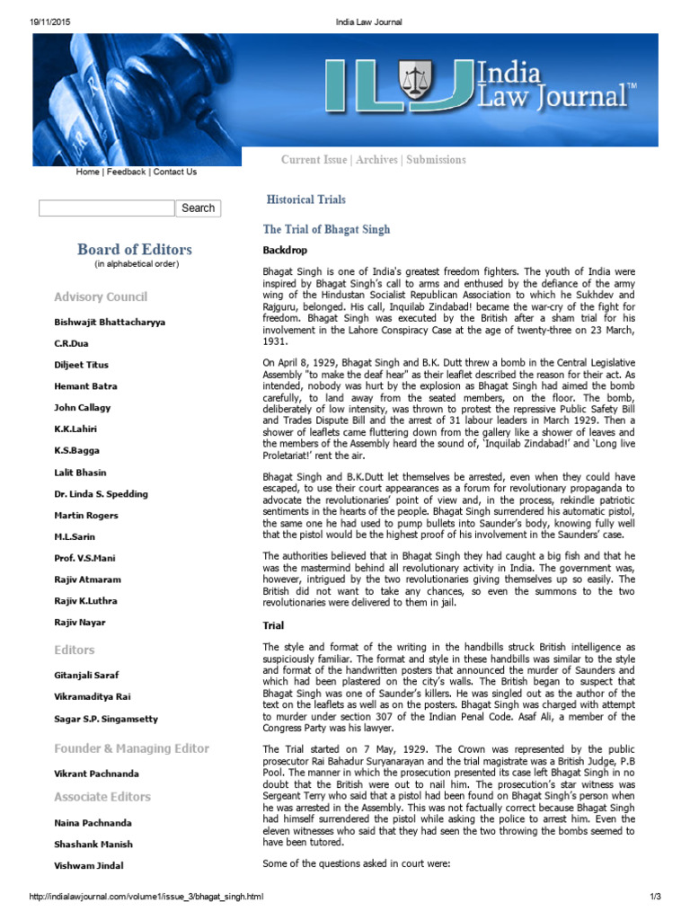 Bhagat Singh's Trial and Legacy | PDF | Public Law | Judiciaries