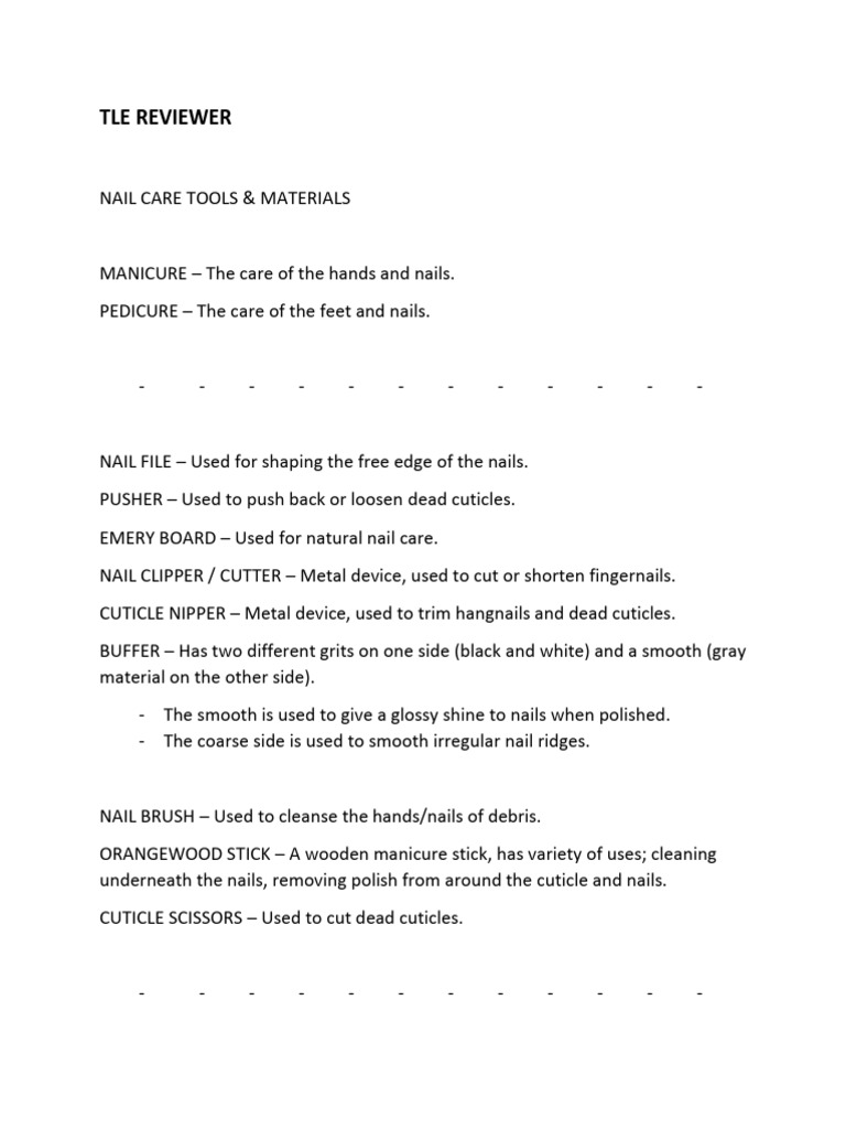 Tle Reviewer | PDF | Nail (Anatomy) | Electricity