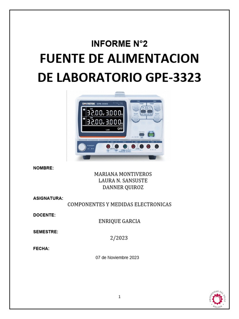 Fuente GPE-3323: Características y Uso | PDF | Fuente de alimentación ...