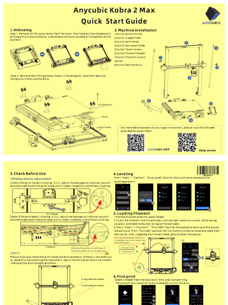 Anycubic Kobra 2 MAX - Quick - Start - Guide - V1.0-EN | PDF