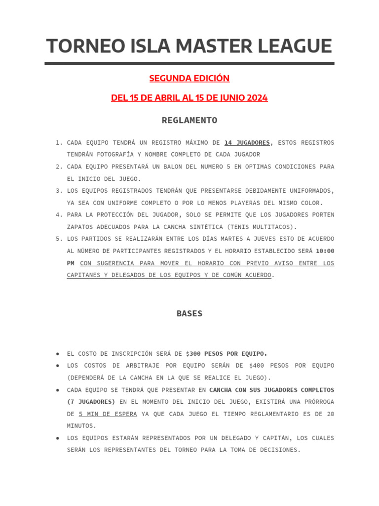 Reglamento Iml | PDF