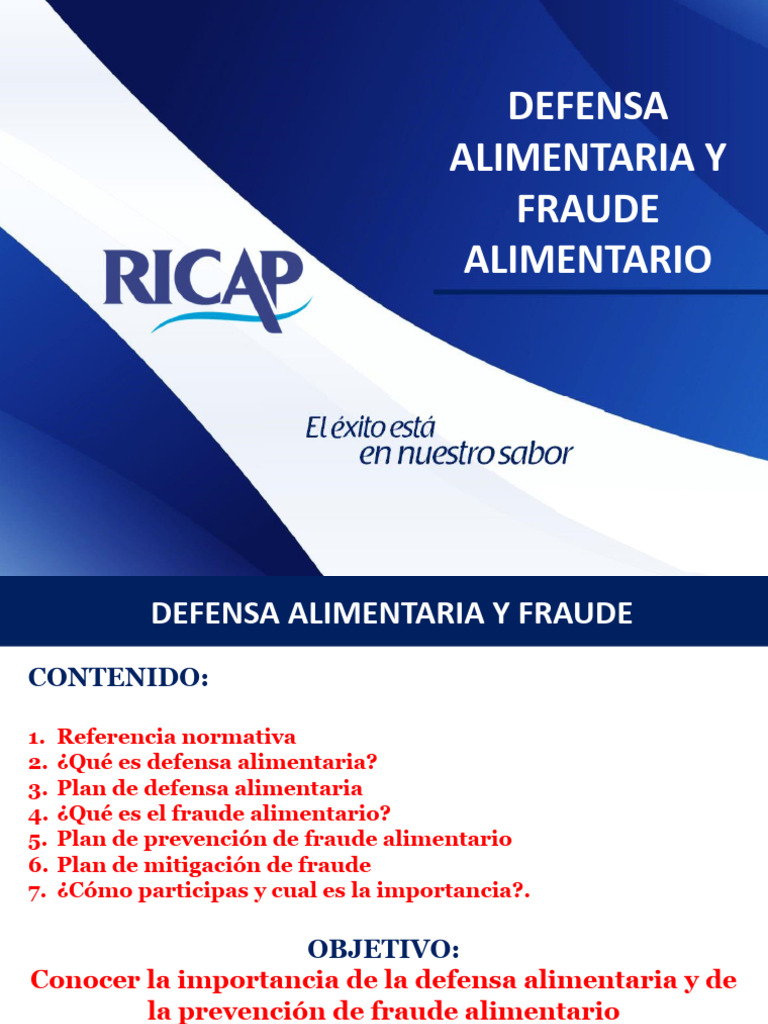 Capacitación Defensa Alimentaria y Fraude Alimentario 2021 | Descargar gratis PDF | Seguridad ...