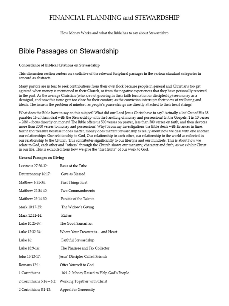 Biblical Principles of Financial Stewardship | PDF | Bible | Jesus