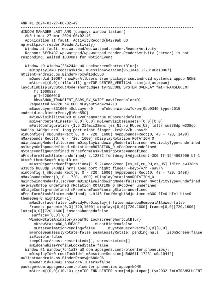Dumpsys ANR WindowManager | PDF | Mobile Linux | Computing