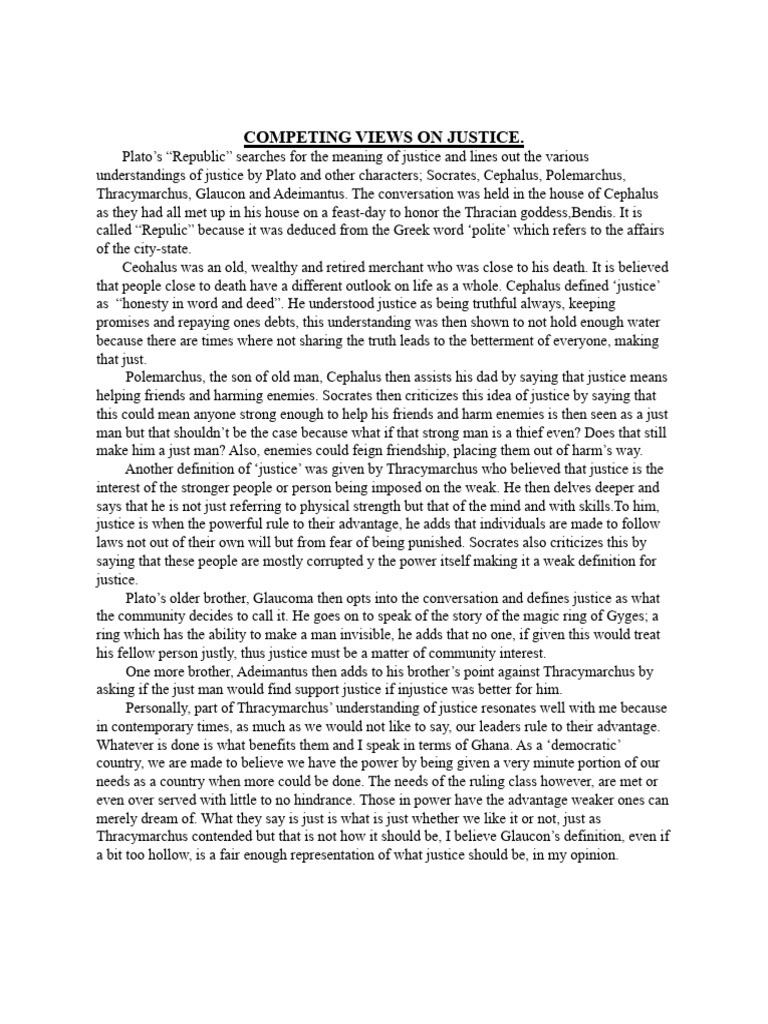 Competing Views On Justice | PDF | Justice | Crime & Violence