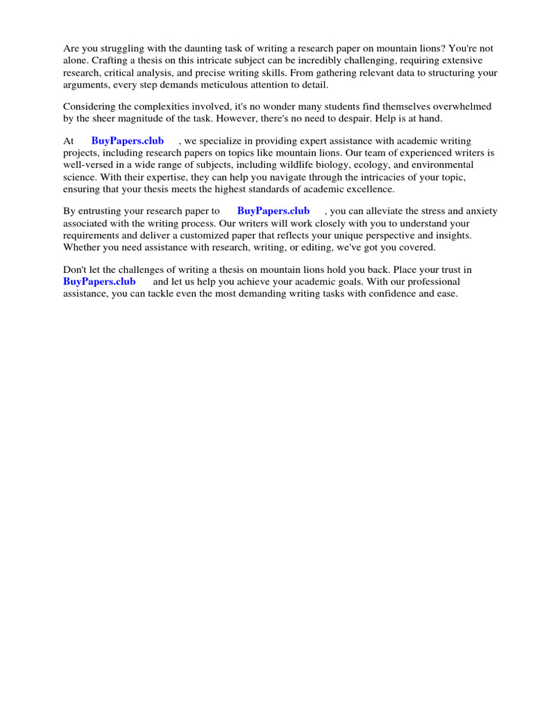 Research Paper On Mountain Lions | PDF | Cougar | Predation
