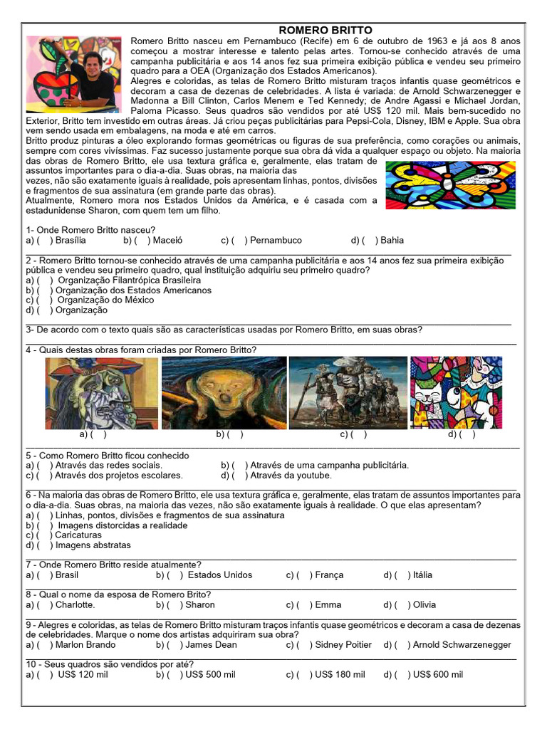 Lais Atividade Romero Brito | PDF | Ciências Sociais