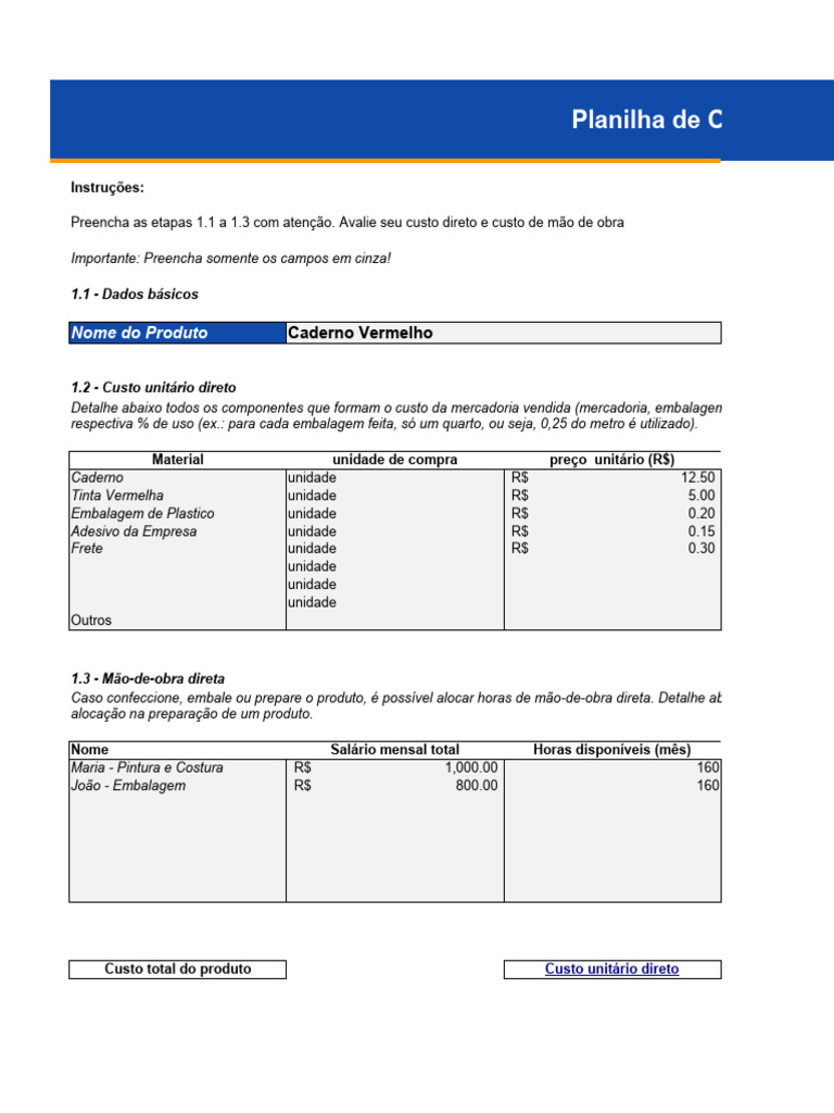 Planilha de Custos | PDF | Embalagem e rotulagem