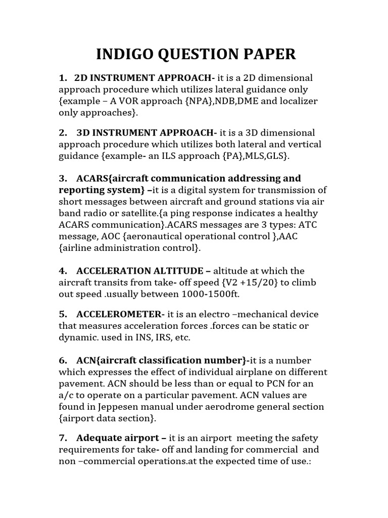 Indigo Question Bank | PDF | Instrument Flight Rules | Aircraft