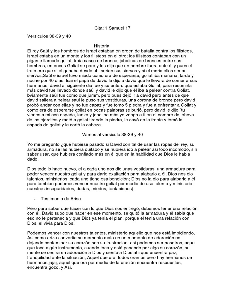 Cita 1 Samuel 17 | PDF | Goliat | David