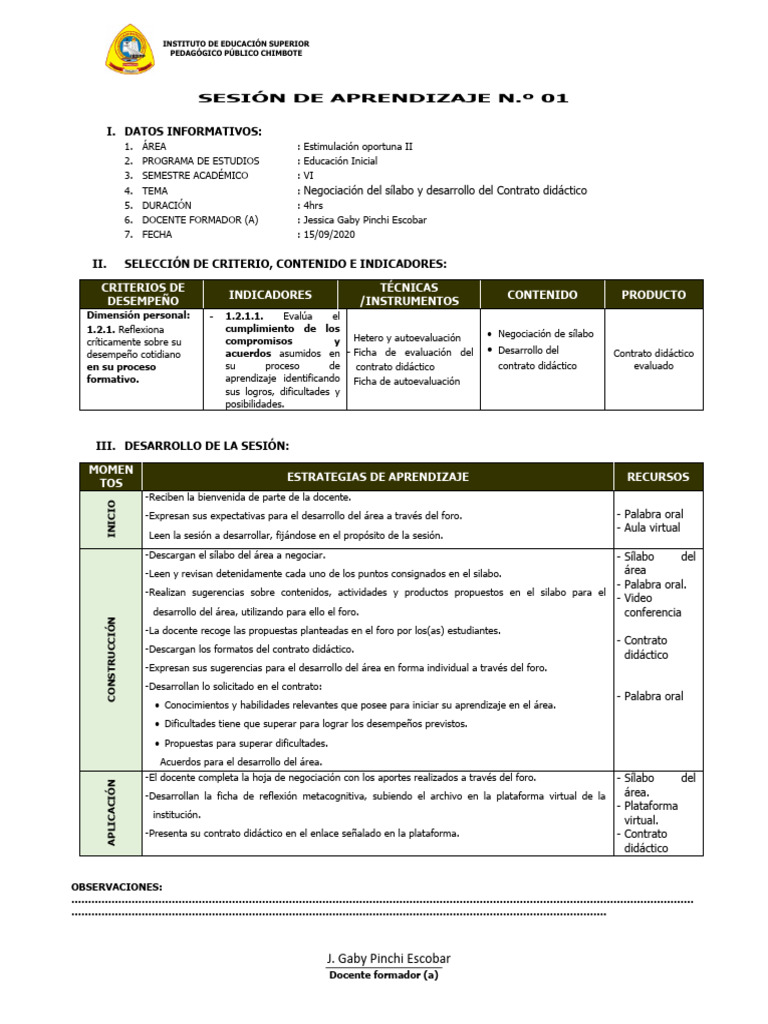 Sesión de Aprendizaje Estimulación Inicial | PDF | Maestros | Aprendizaje