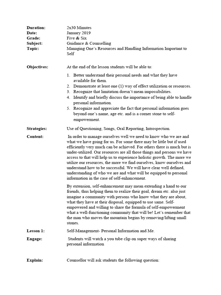 1. Additional Lesson PLans | PDF | Empowerment | Information