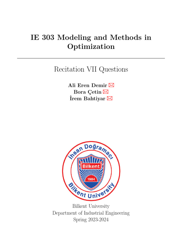Spring2324 IE303 Recitation VI | PDF | Discrete Mathematics | Theoretical Computer Science