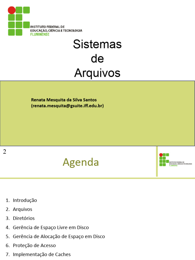 Sistemas Operacionais - Sistemas de Arquivo | PDF | Sistema de arquivo ...