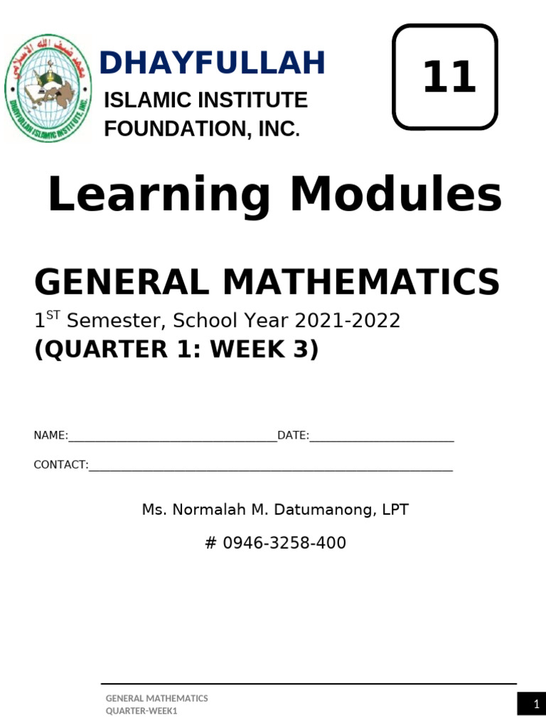 Gen Math W1M3 | PDF | Asymptote | Function (Mathematics)